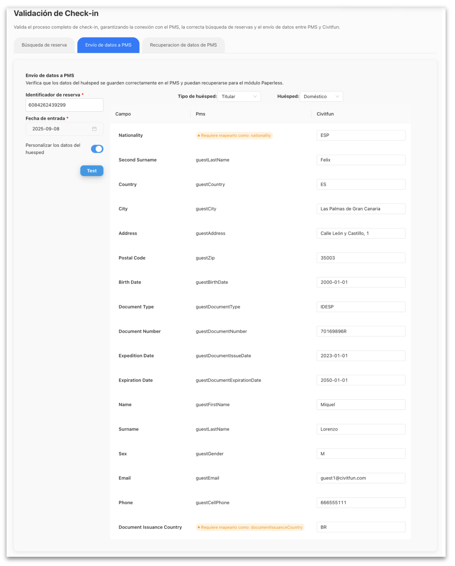 📤 PMS | How to validate your Online Check-in by sending data to the PMS ...